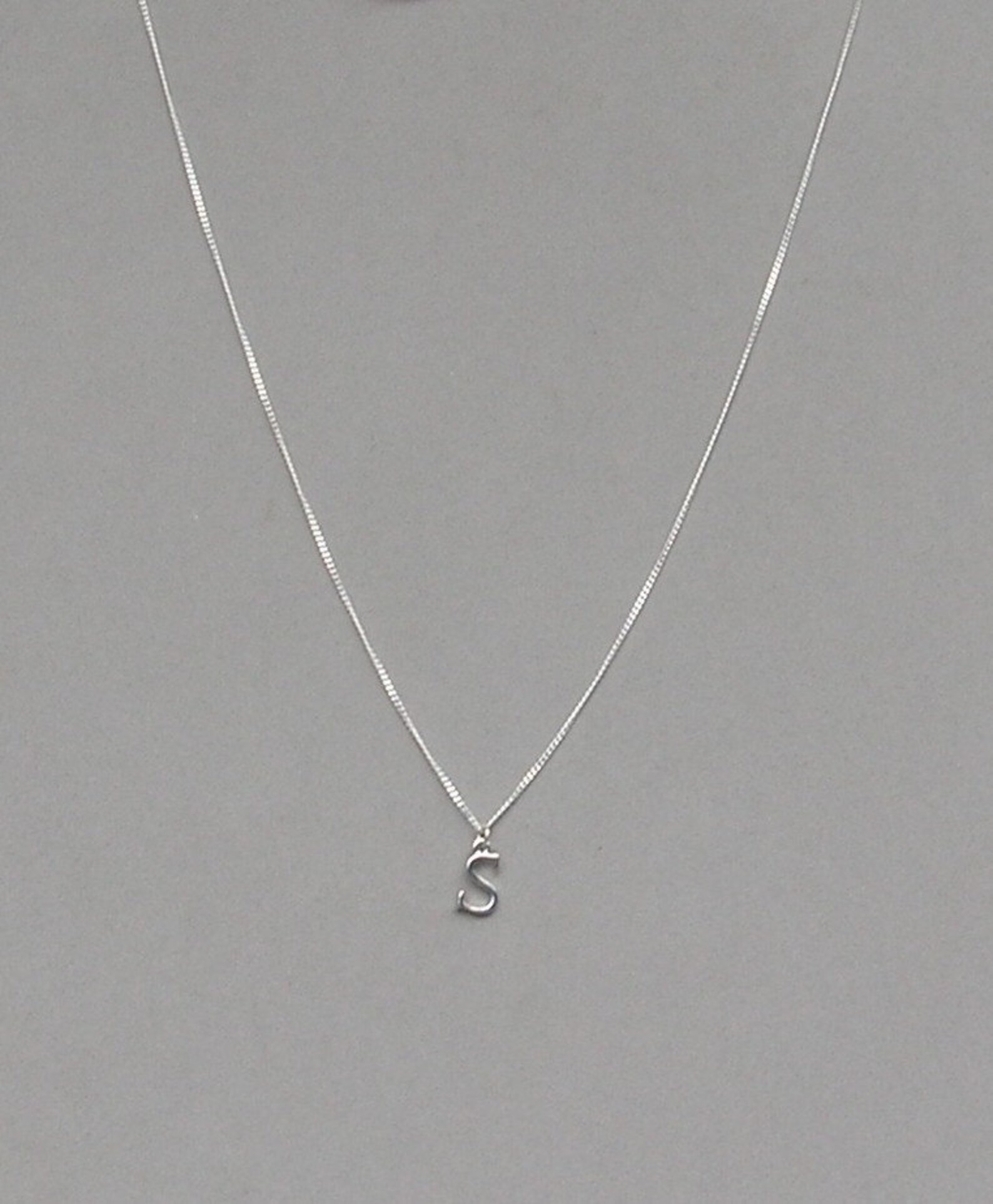 Silver Plated Initial S Necklace 113- Separate Listing for Birthstone ...