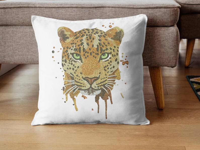 Realistic Leopard Head Embroidery Design, Wildlife Big Cat Machine ...