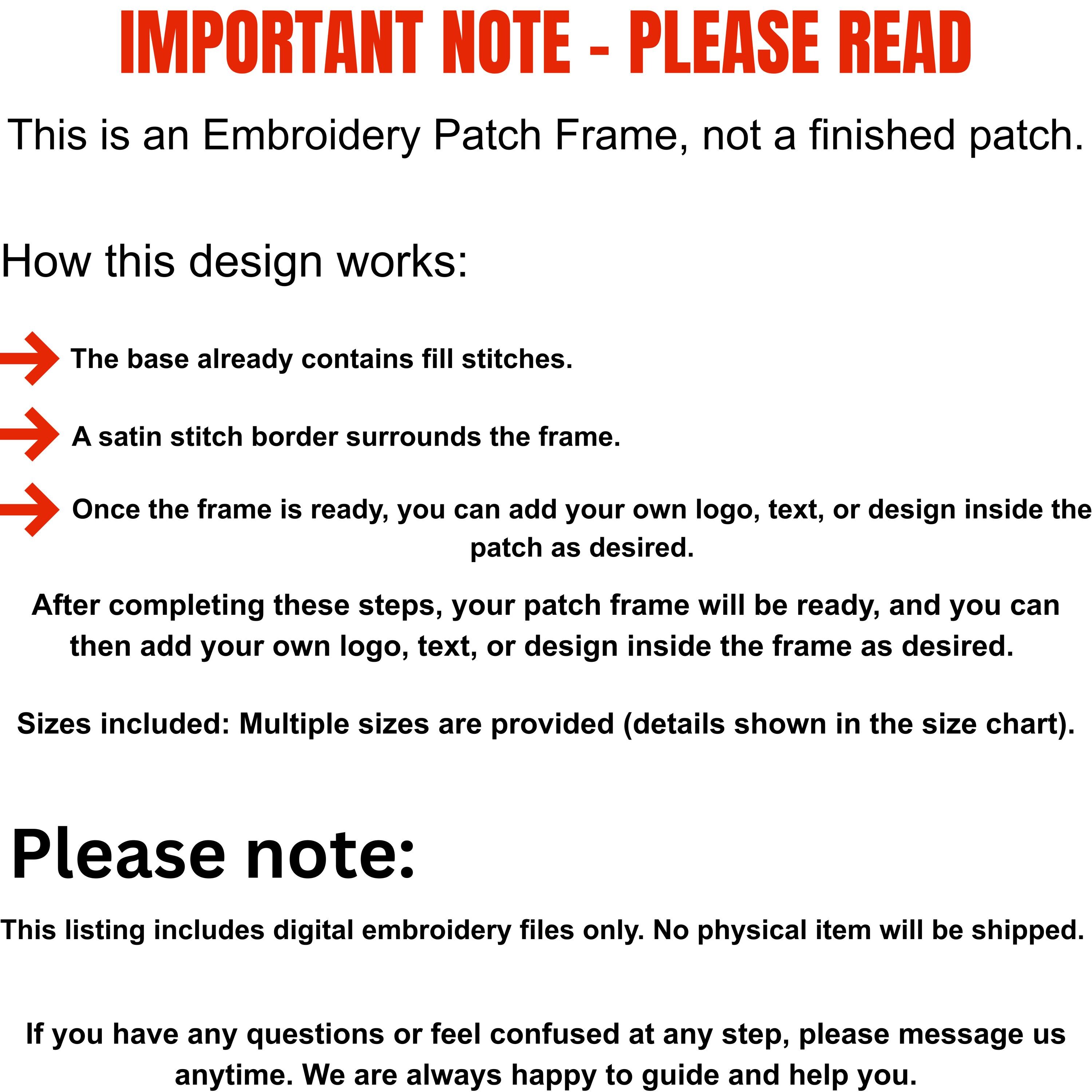 Set of 5 Embroidery Patch Frames, Geometric Patch Shapes, 10 Sizes Each ...