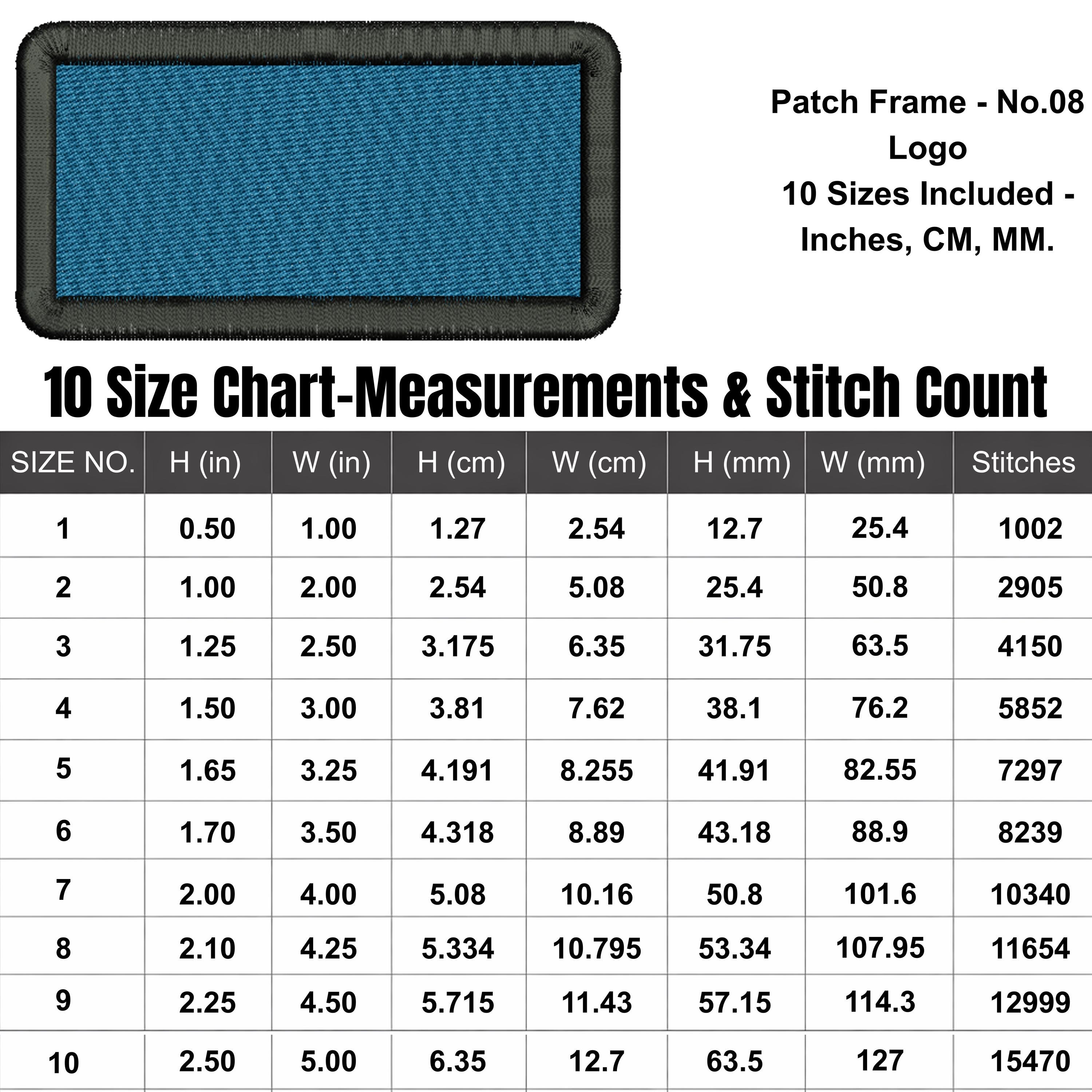 Set of 5 Embroidery Patch Frames, Geometric Patch Shapes, 10 Sizes Each ...