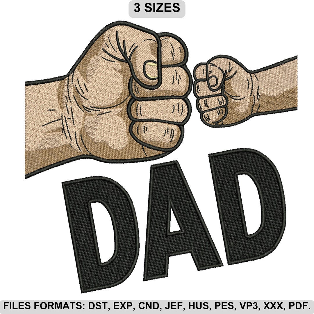 Dad Fist Bump Embroidery Design, Father & Child Machine Embroidery ...