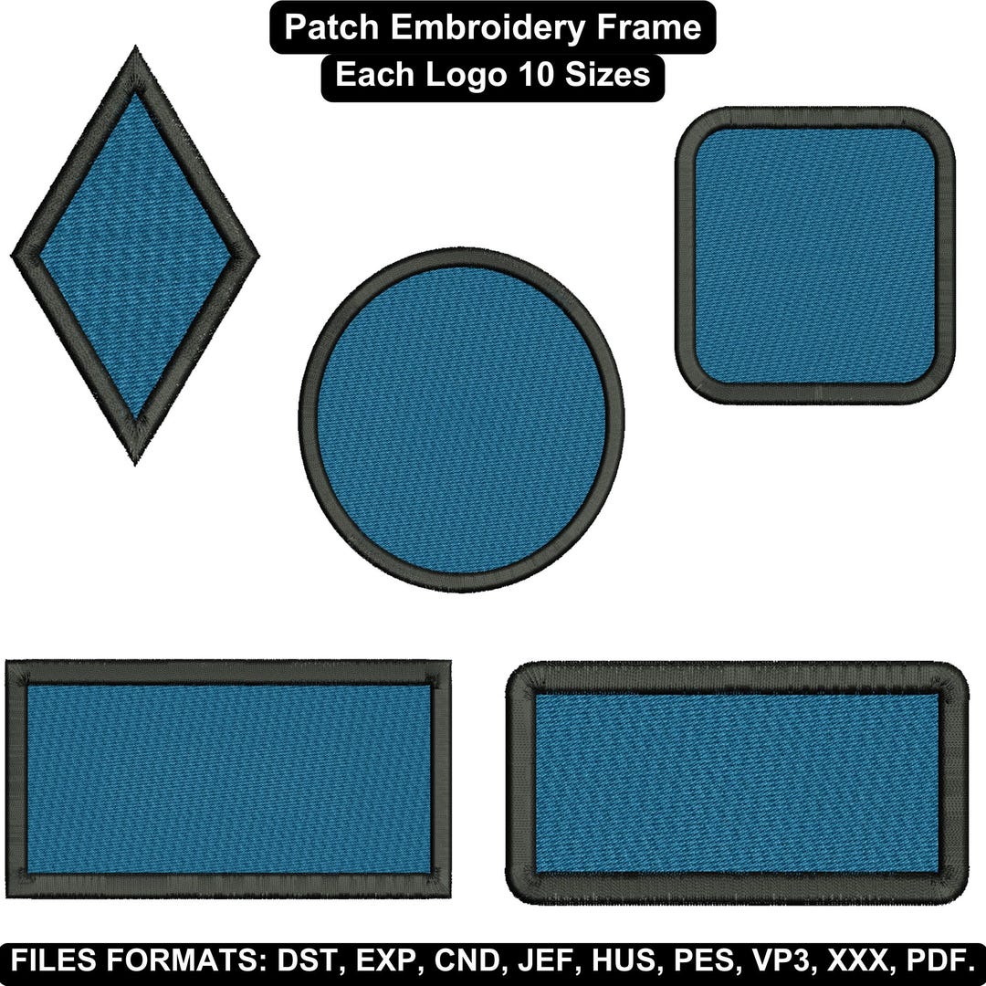 Set of 5 Embroidery Patch Frames, Geometric Patch Shapes, 10 Sizes Each ...