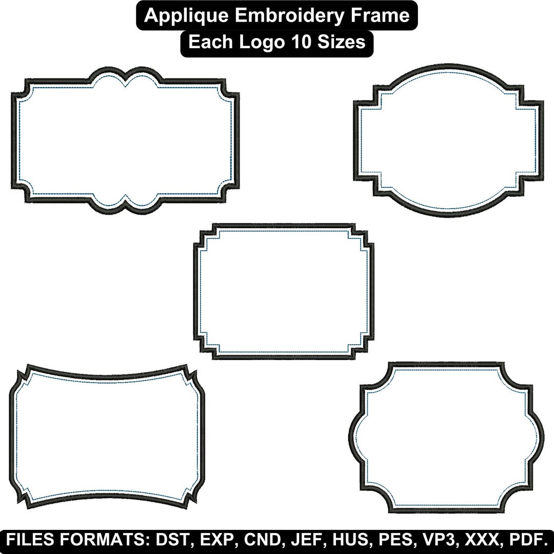 5 Shape Badge Frame Embroidery Designs, Badge Embroidery Designs ...