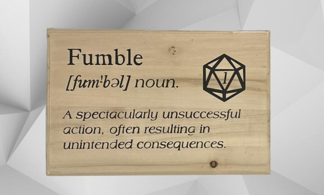 Fumble Poster for Unlucky Adventurers english or French - Etsy