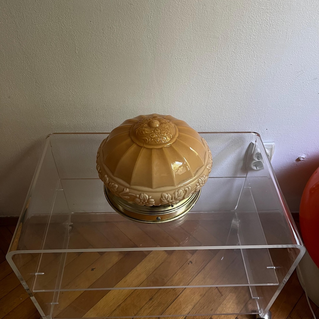 Rare Flush Mount Light From the 40s / Art Deco Pendant Light / Art Deco ...