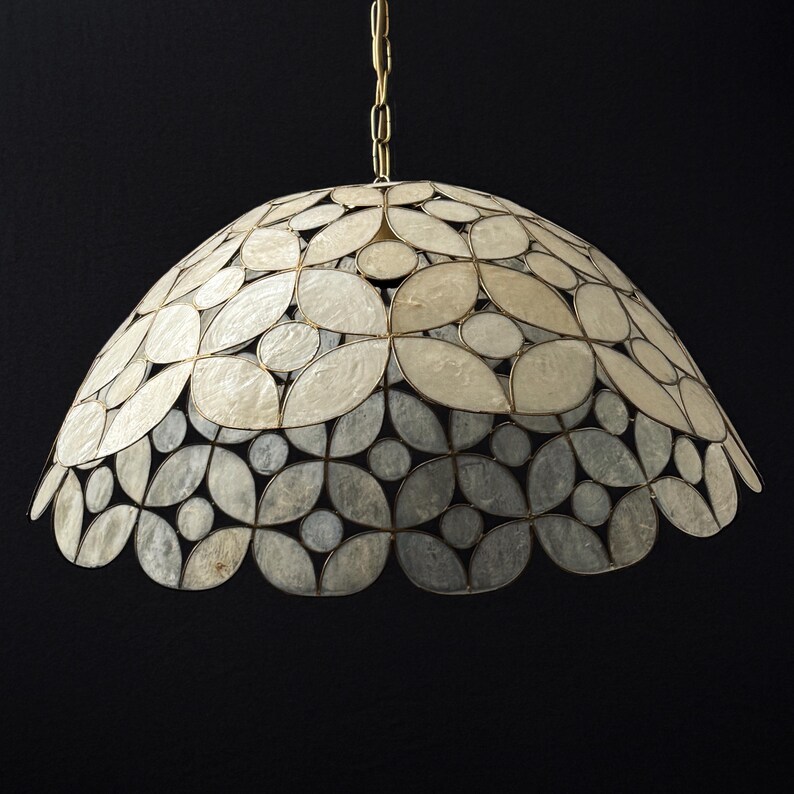 Tiffany Style Pendant Light Sea Shell Form Hollywood Regency / Vintage ...