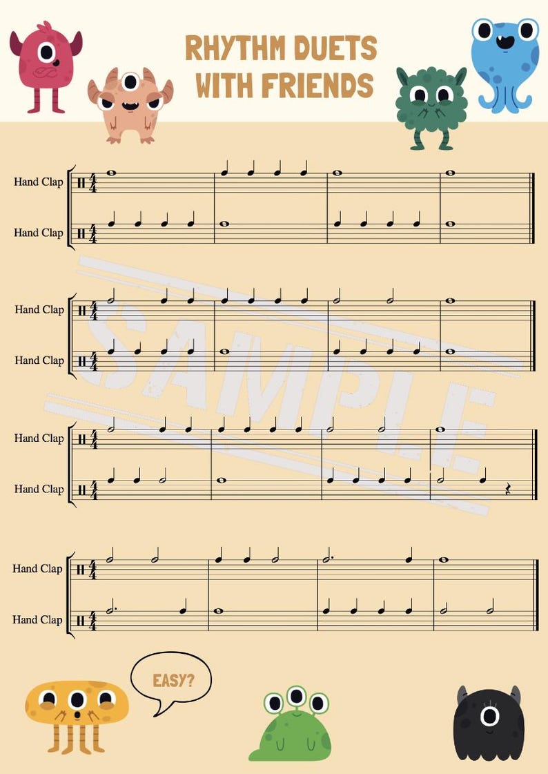 Rhythm Duets for Young Learners/ Beginner Musicians - Instant Download ...