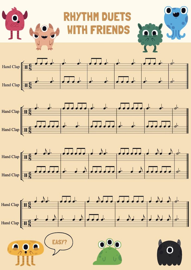 Rhythm Duets for Young Learners/ Beginner Musicians - Instant Download ...