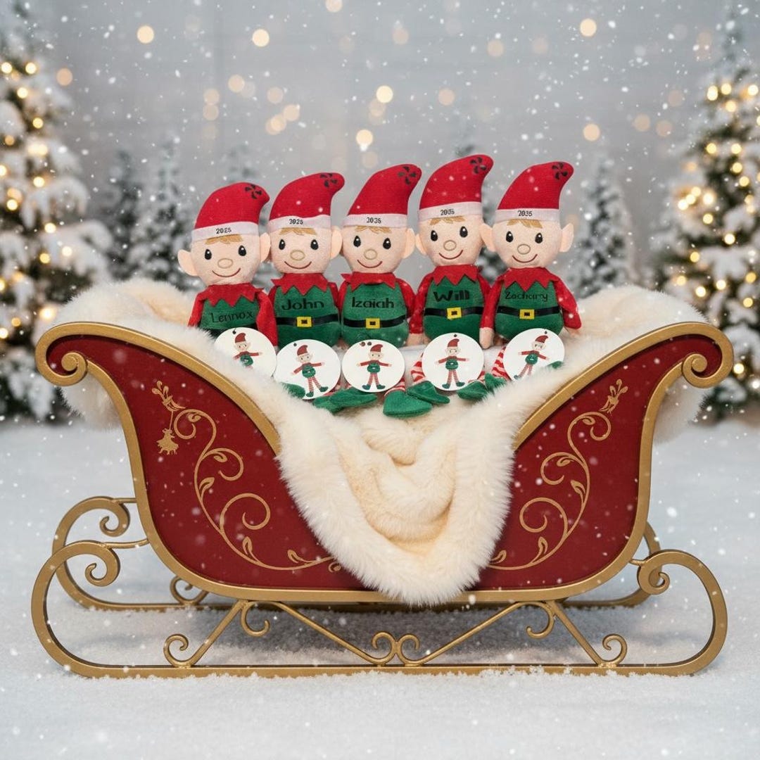 Personalized Christmas Elf Plush & Matching Ornaments - Etsy