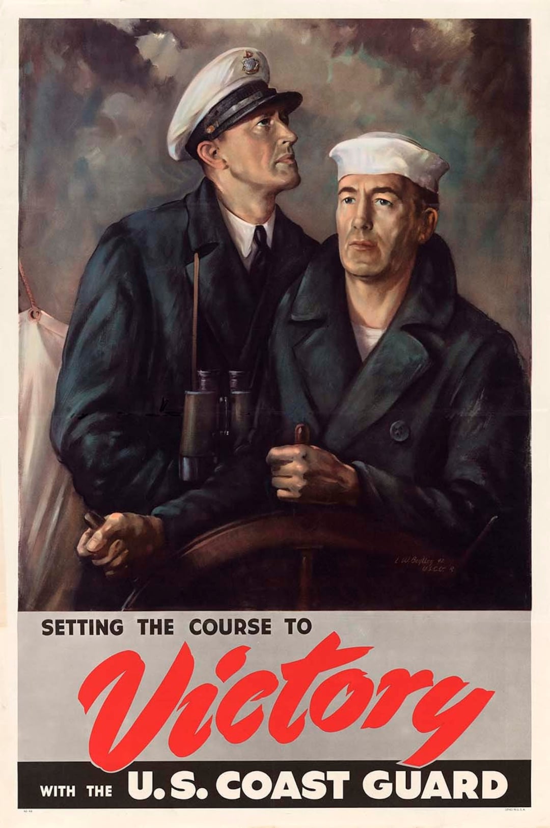 WWII, Coast Guard, Vintage Reproduction Recruiting Poster "setting ...