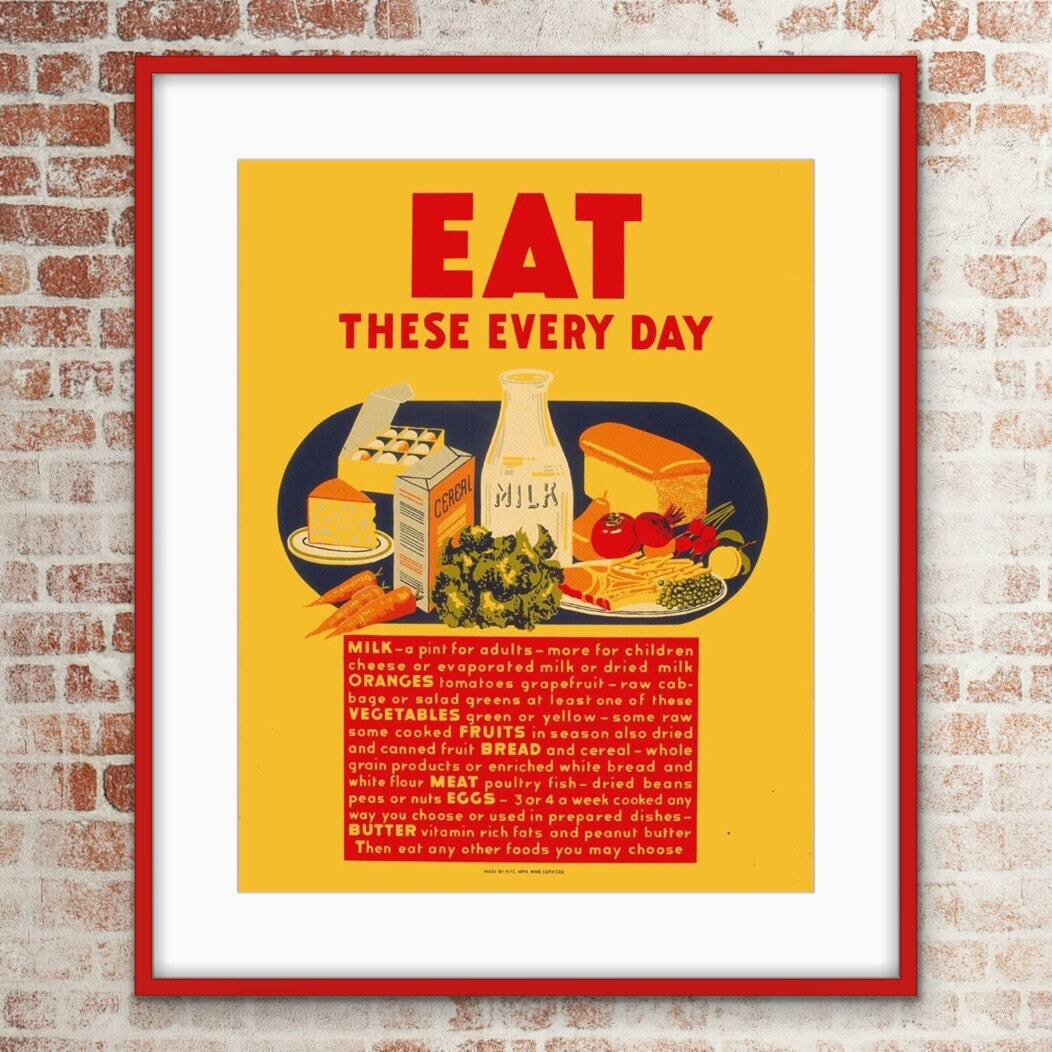 WPA, Reproduction Vintage Healthy Foods Poster "eat These Everyday" - Etsy