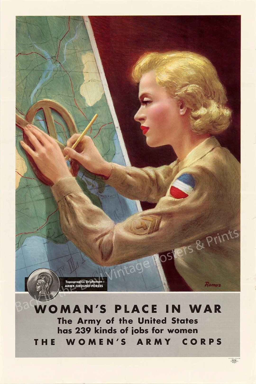 WWII, Military Poster, Maps, Drafting, U.S. Army, Women in Uniform ...