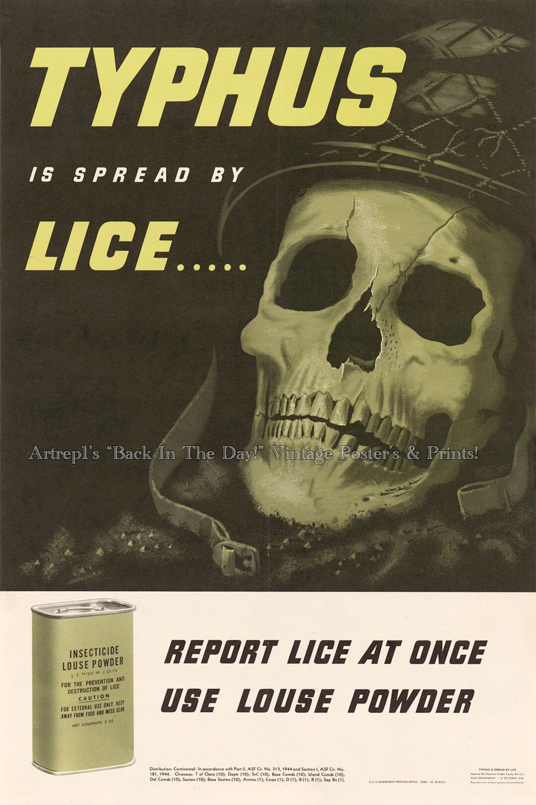 WWII, Military, Typhus, Disease, Reproduction Vintage Poster - Etsy