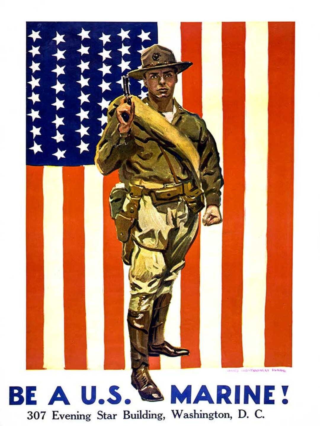 WWI Marines, Recruiting Poster, Vintage Reproduction "be A U.S. Marine ...