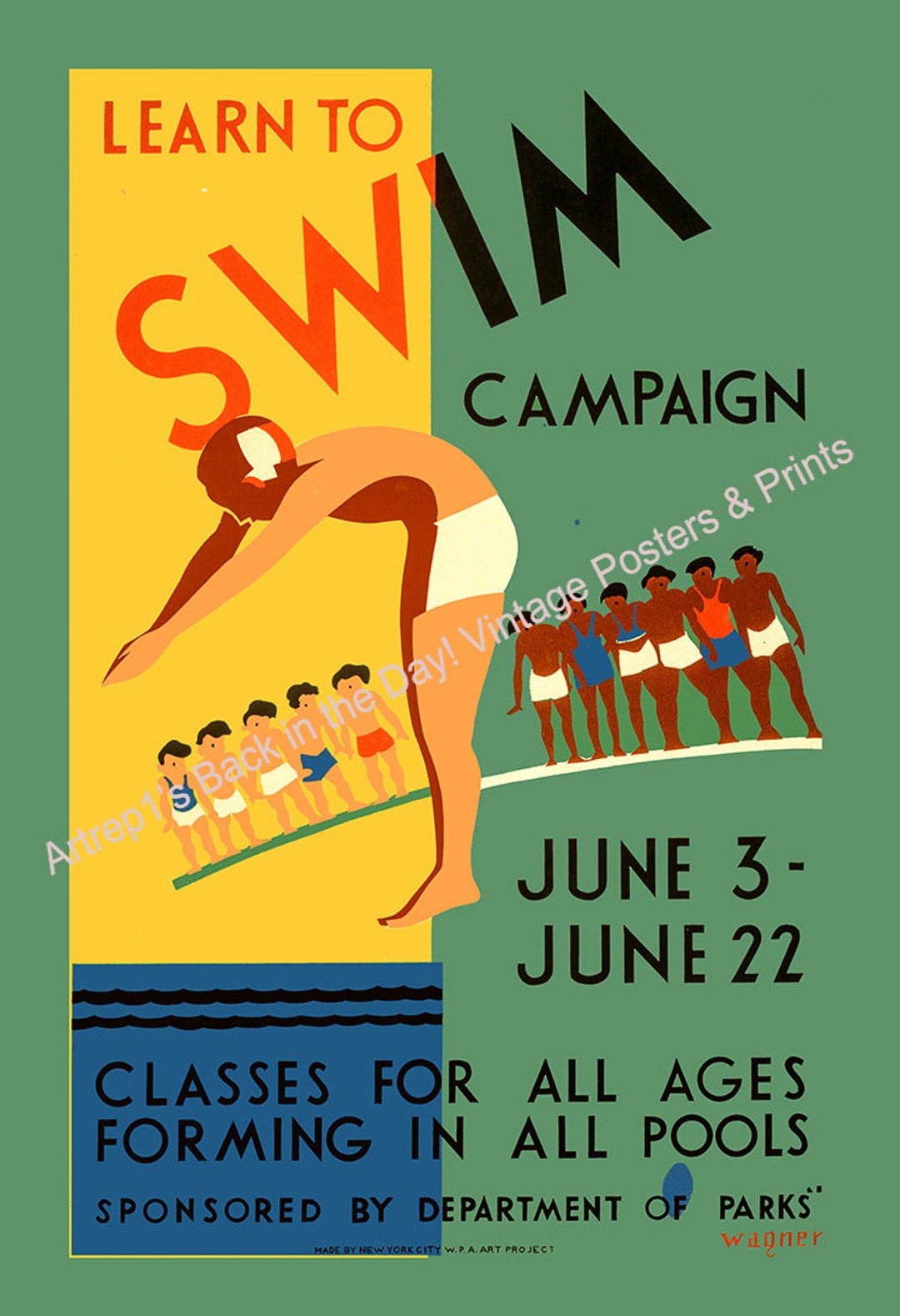 WPA, Swimming Pools, Reproduction Vintage Poster "learn to Swim" - Etsy