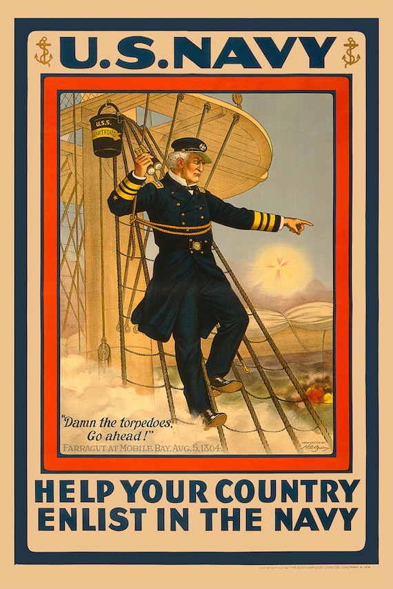 WWI Vintage Reproduction Poster Admiral Farragut - Etsy