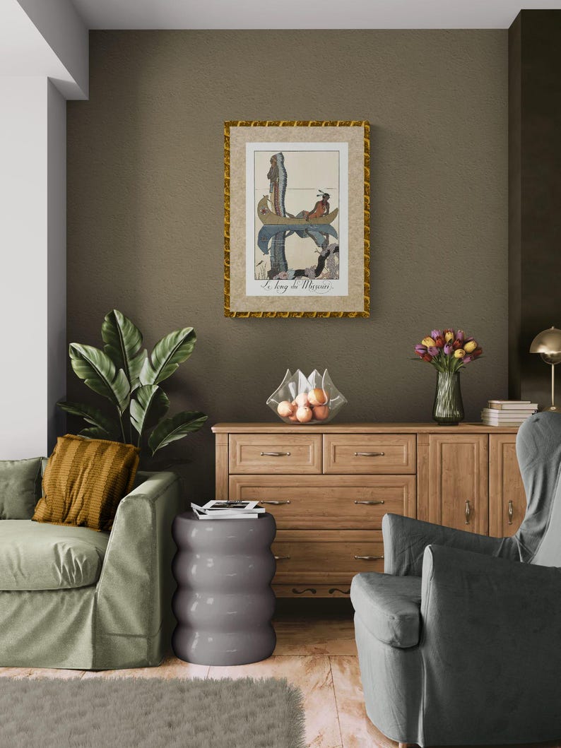 George Barbier Art Deco Print – Native American Canoe Scene – Le Long ...