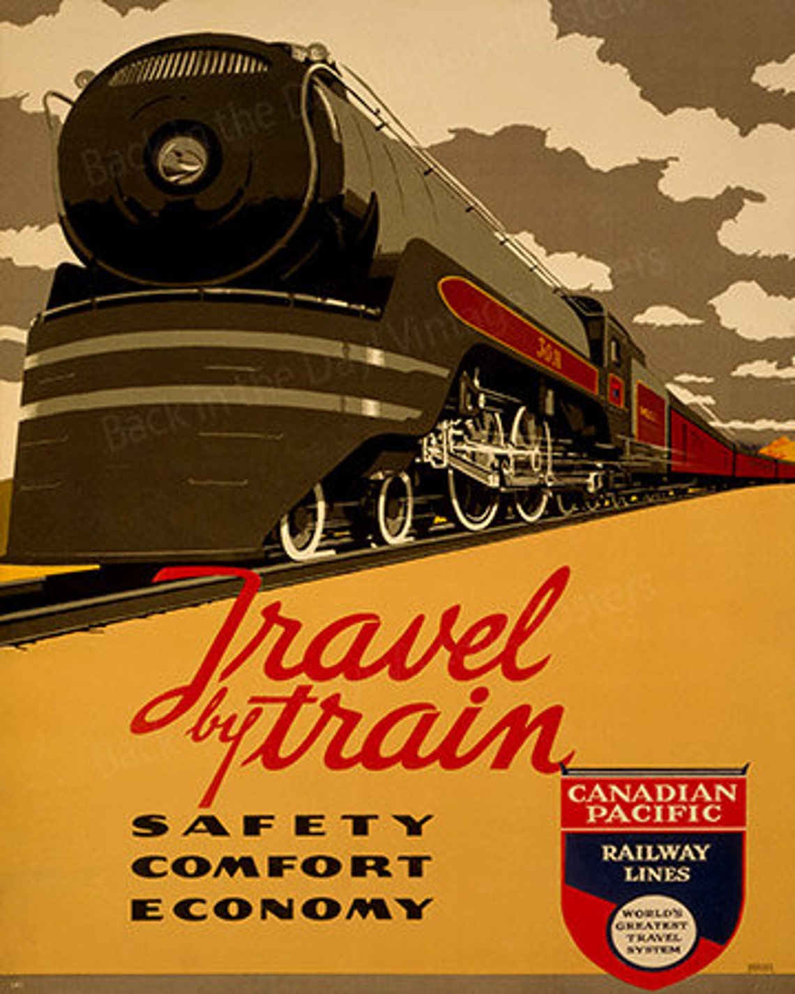 Trains, Vintage Giclee Reproduction Railroad Advertising Travel Poster ...