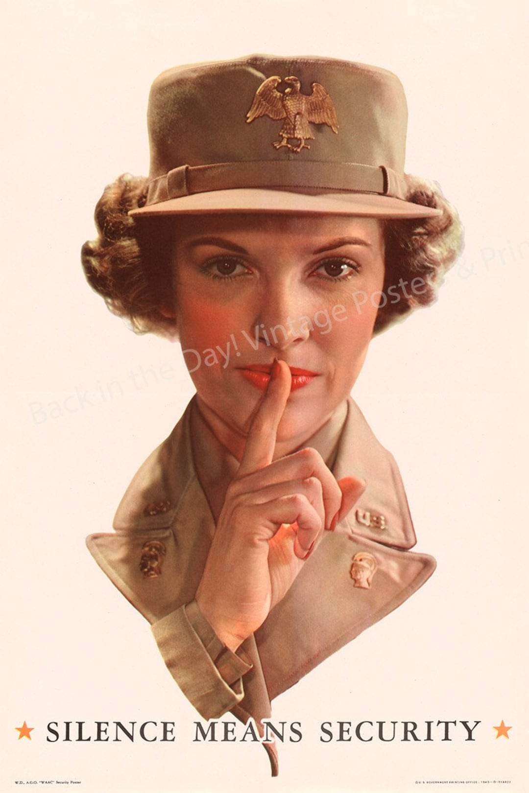 WWII, Woman Soldiers, WAAC'S, "silence Means Security" C1943 - Etsy
