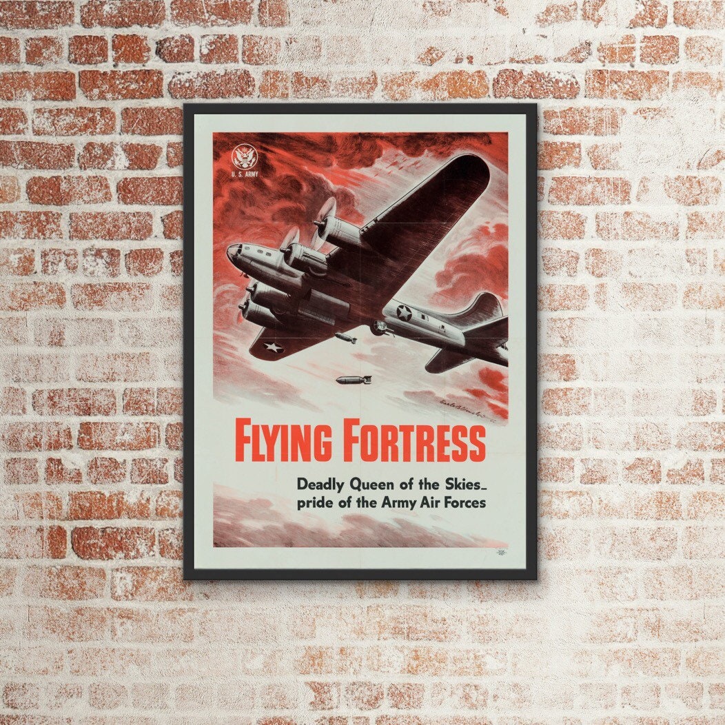 WWII, Military Art, Flying Fortress, Vintage Repo Poster C1942 - Etsy
