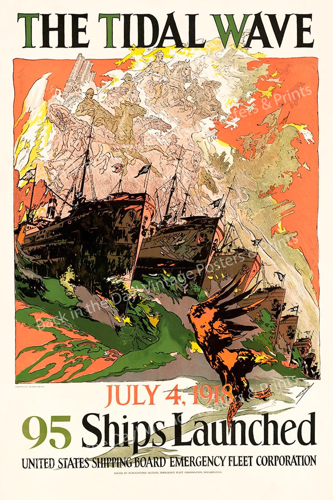 WWI, Reproduction Vintage the Tidal Wave Poster C1918 by Montgomery ...