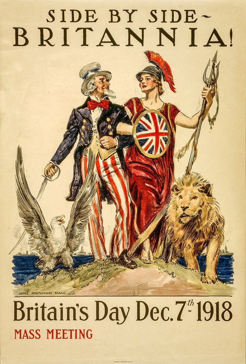 Reproduction WWI Vintage "side by Side - Britannia!" Poster - Etsy