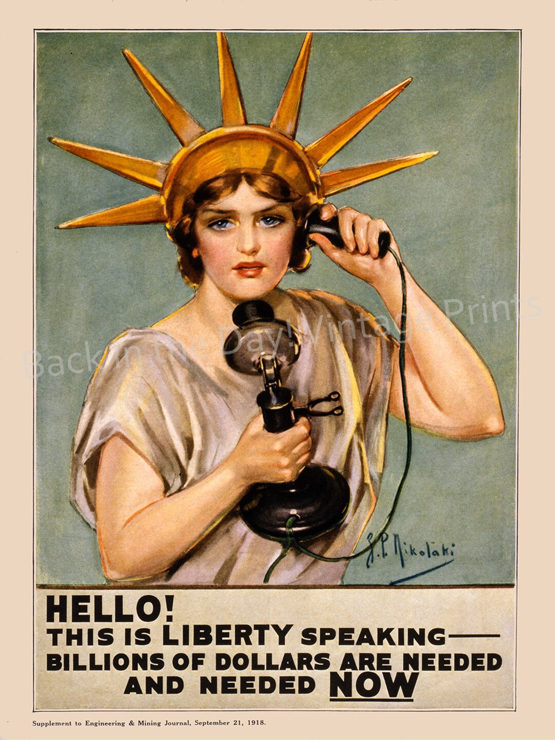 WWI, Statue of Liberty, Vintage Poster "lady Liberty" - Etsy