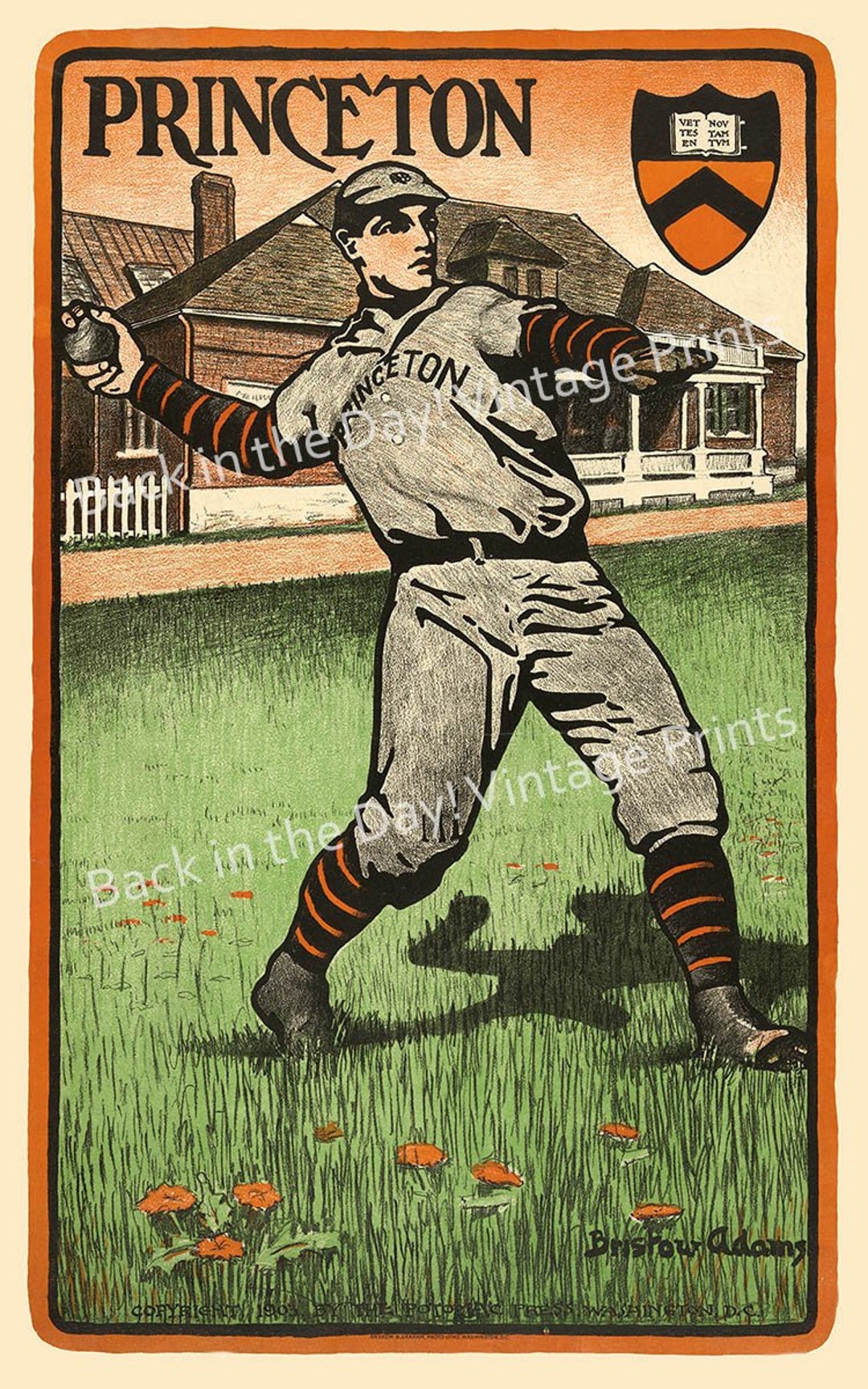 Sports Poster, Princeton, Baseball, Pitcher, Vintage Giclee ...