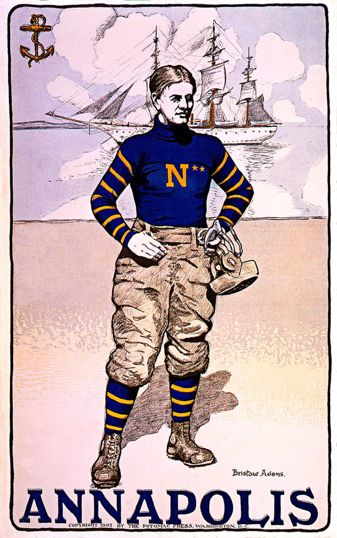 U.S. Naval Academy, Midshipman, Football Player, Giclée, Vintage ...