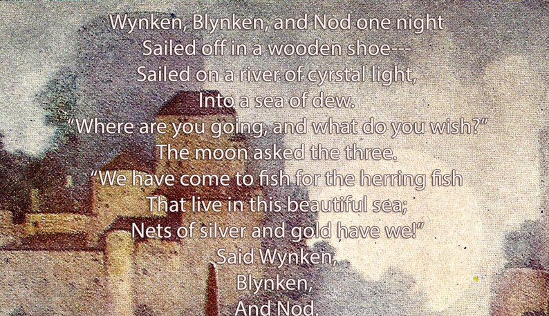 Maxfield Parrish, Bookplate, Children's Poem, "winken,blinken, & Nod ...