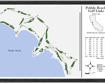 Pebble Beach Golf Links Course Map - Digital Download - Etsy