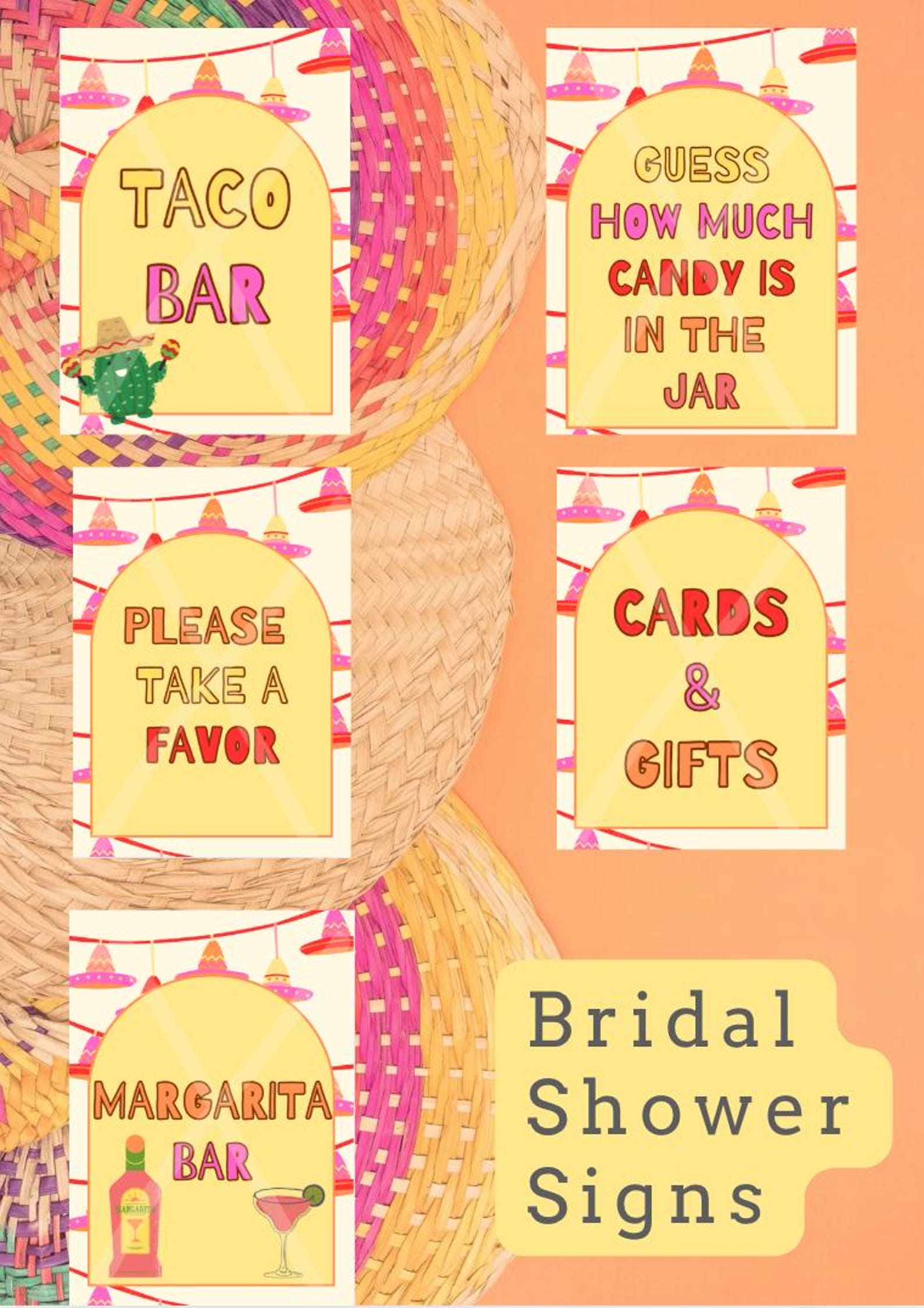 Cute and Fun Fiesta Bridal Shower Bundle With Games, Invites, and Signs ...