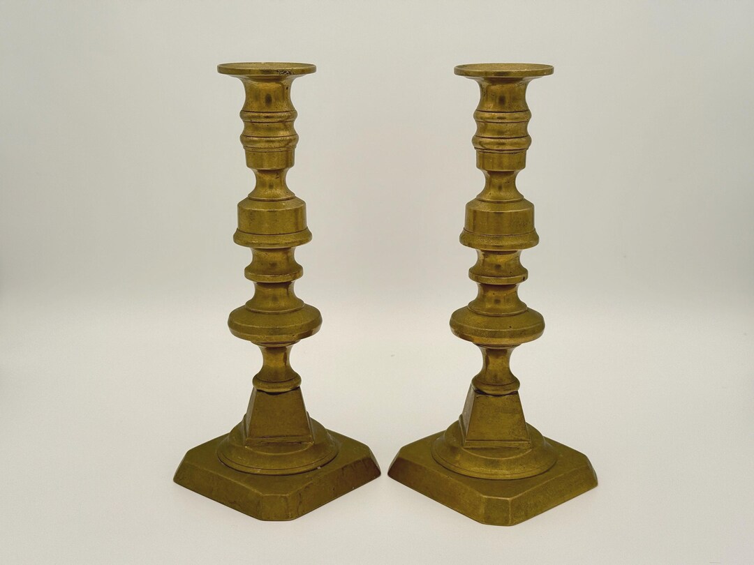 Antique Pair 19th-century Brass Push-up Candlesticks, Candle Holders - Etsy