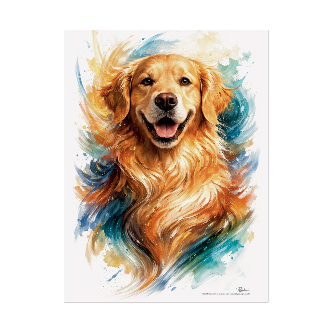 Golden Retriever Watercolor Poster, Rolled Art Print for Dog Lovers - Etsy