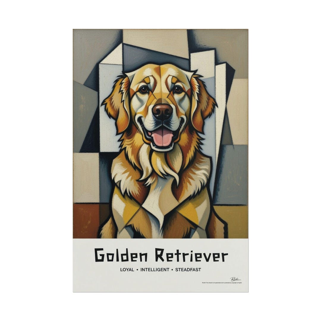 Golden Retriever Cubism Art Print, Geometric Dog Breed Poster - Etsy