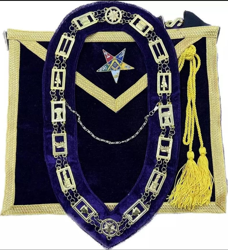 OES Worthy Patron / Matron MASONIC APRON and Chain Collar in Dark ...