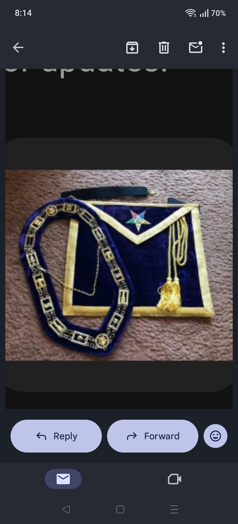 OES Worthy Patron / Matron MASONIC APRON and Chain Collar in Dark Blue ...