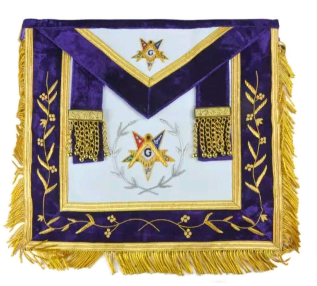 Masonic OES Regalia Apron Hand Embroidered Bullion Made Purple With ...