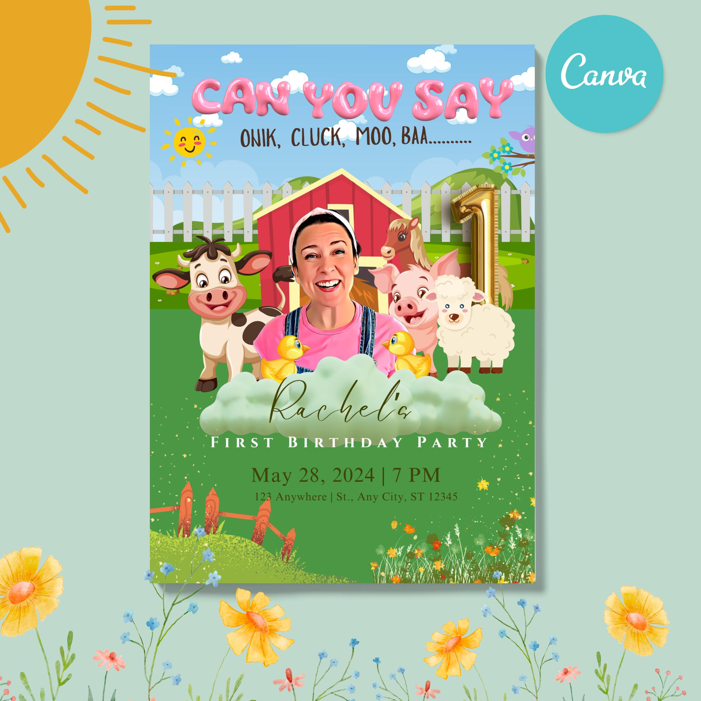 Ms Rachel Farm Birthday Invitation: Farm Animals Party (printable ...