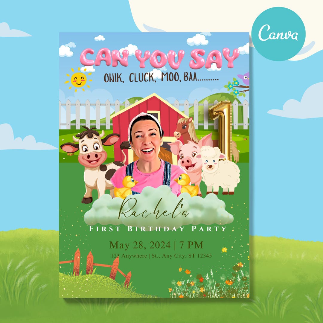 Ms Rachel Farm Birthday Invitation: Farm Animals Party (printable ...