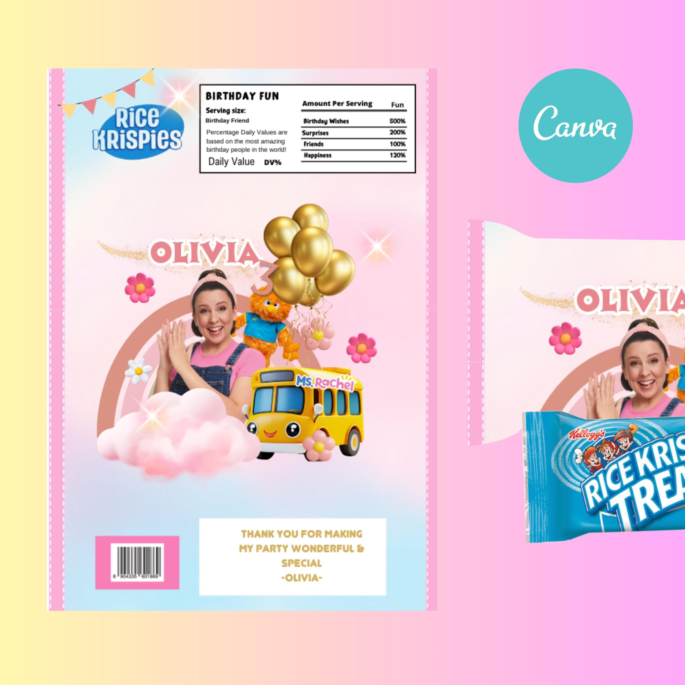 Editable Ms Rachel Party Favor Printables: Chip Bags, Labels (digital ...