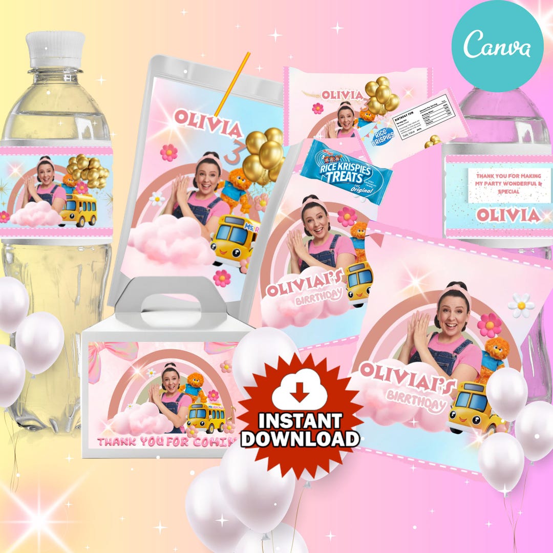 Editable Ms Rachel Party Favor Printables: Chip Bags, Labels (digital ...