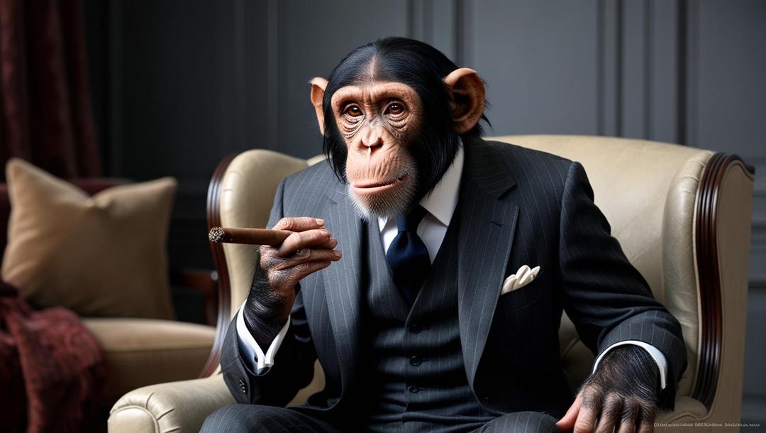 Monkey Wearing Suit Smoking Cigar - Etsy
