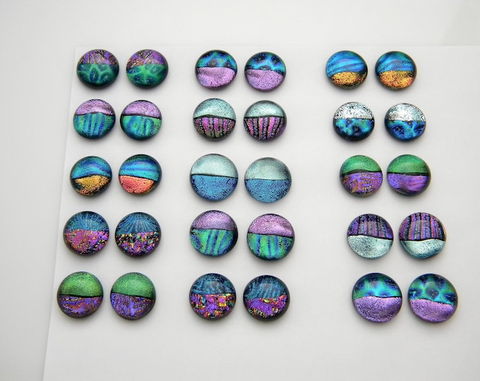 BI-COLORS Multi Colors Set of 30 Pcs Dichroic Fused Glass Cabs Handmade ...