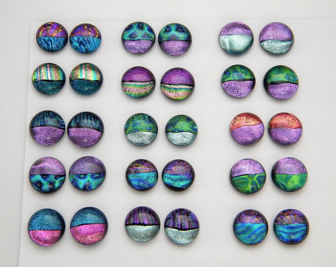 BI-COLORS Multi Colors Set of 30 Pcs Dichroic Fused Glass Cabs Handmade ...