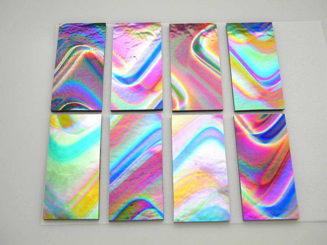 SET 8 Pcs Patterned 2 X 1 Dichroic Glass CBS Coe 90 Fusing Supply SYE2 ...