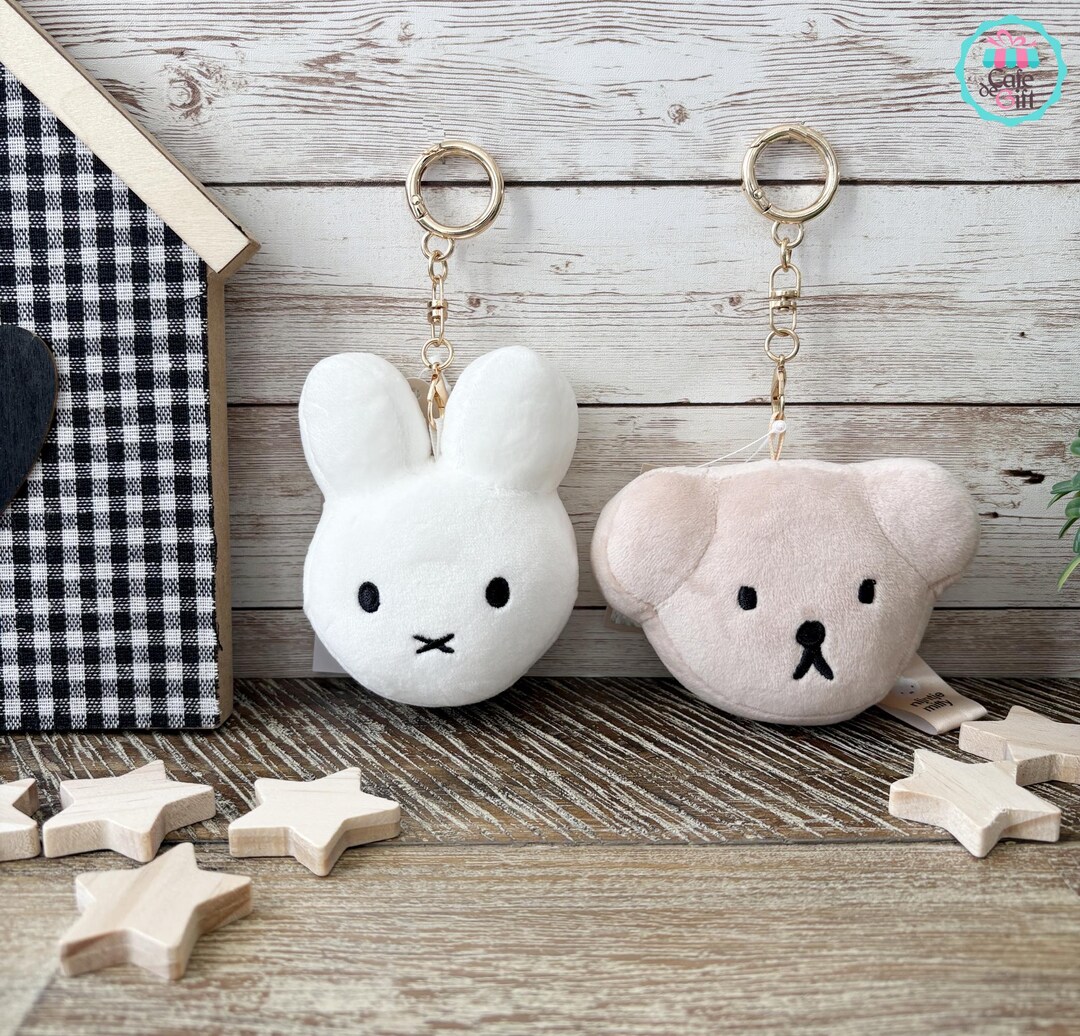 Miffy Face Plush Bag Clip, Snuffy Face Bag Charm, Miffy and Sunffy ...