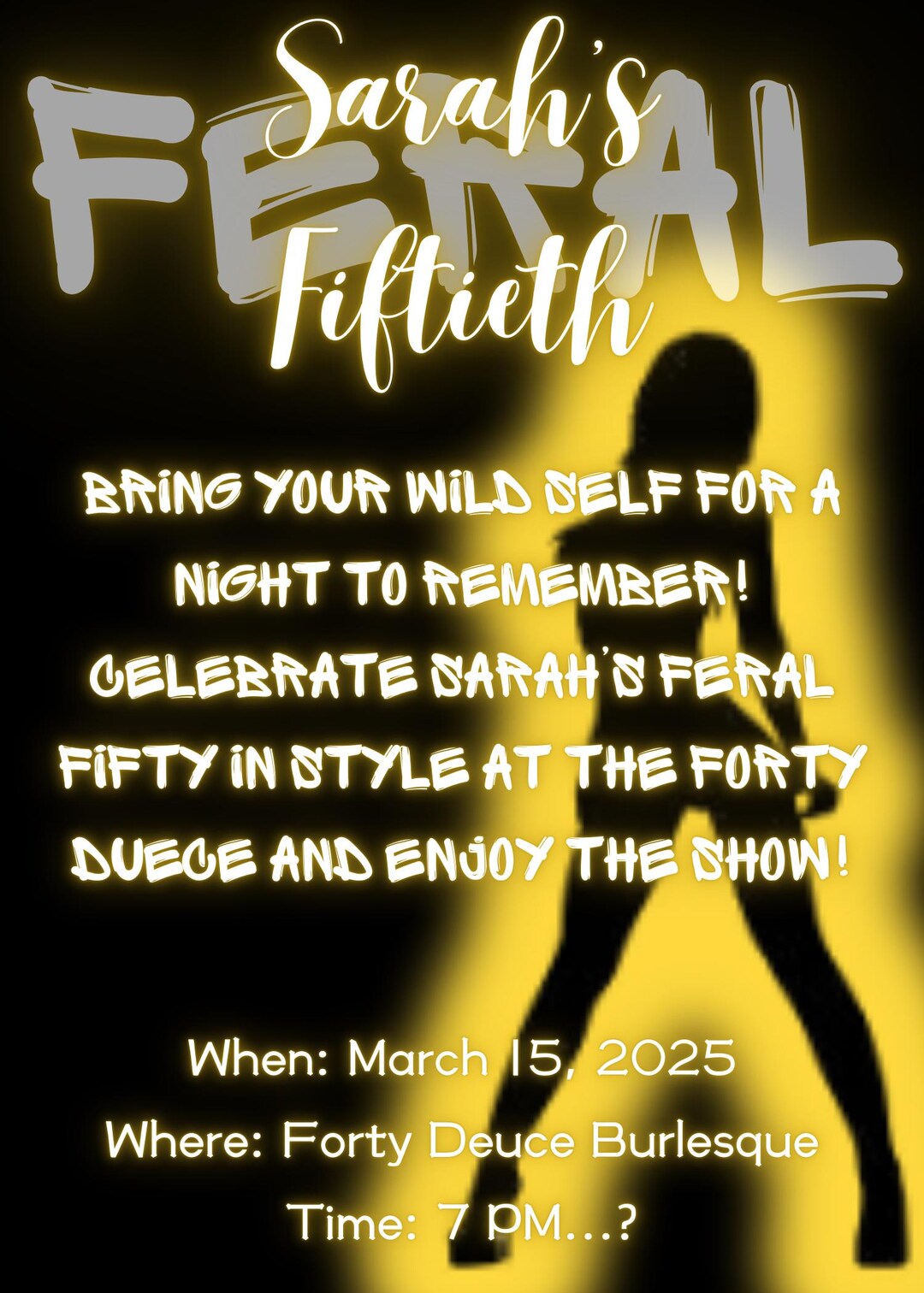 Adult Birthday Invitation, Feral Party, Burlesque, Fun Birthday Party ...