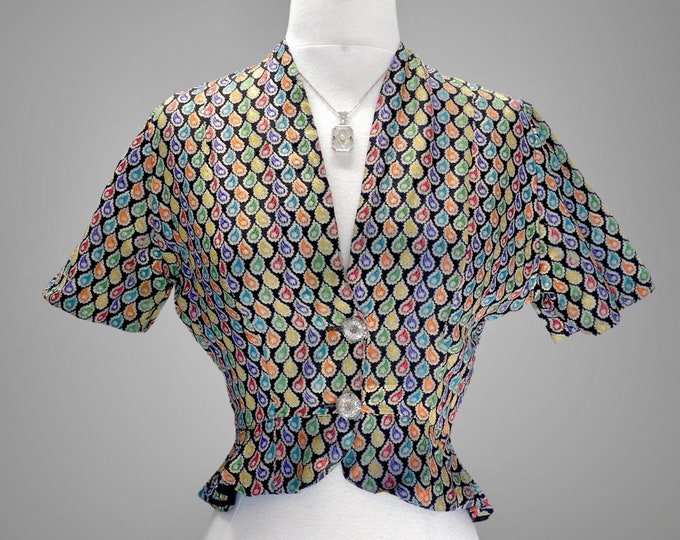 Vintage 1930s Metallic Lamé Brocade Peplum Blouse, Rainbow Asteroid ...