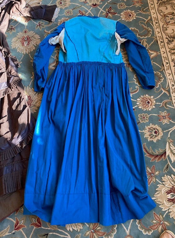 Antique 1900s Blue Mennonite Dress with Split Cape & … - Gem